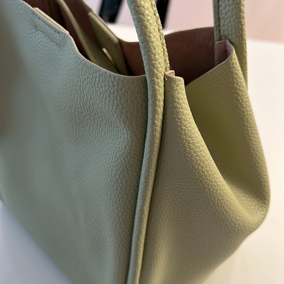 Bags | Avocado Color Leather Handbag With A Small Bag Inside 8x8x55 ...